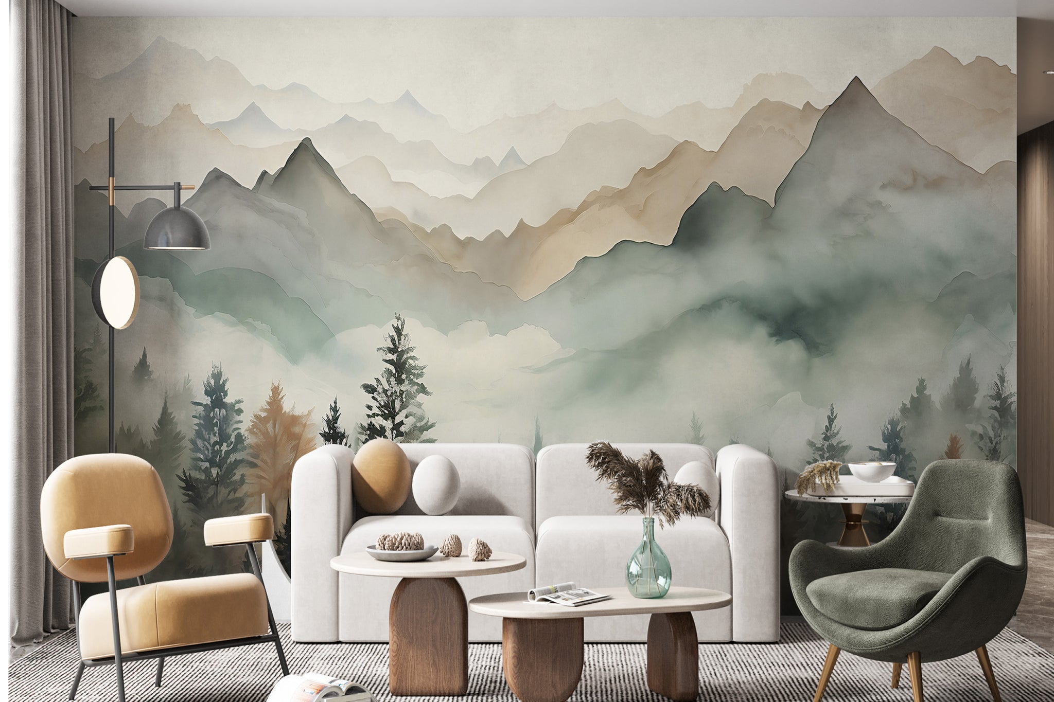 Livingroom Wall Murals & Wallpaper: Stylish Comfort