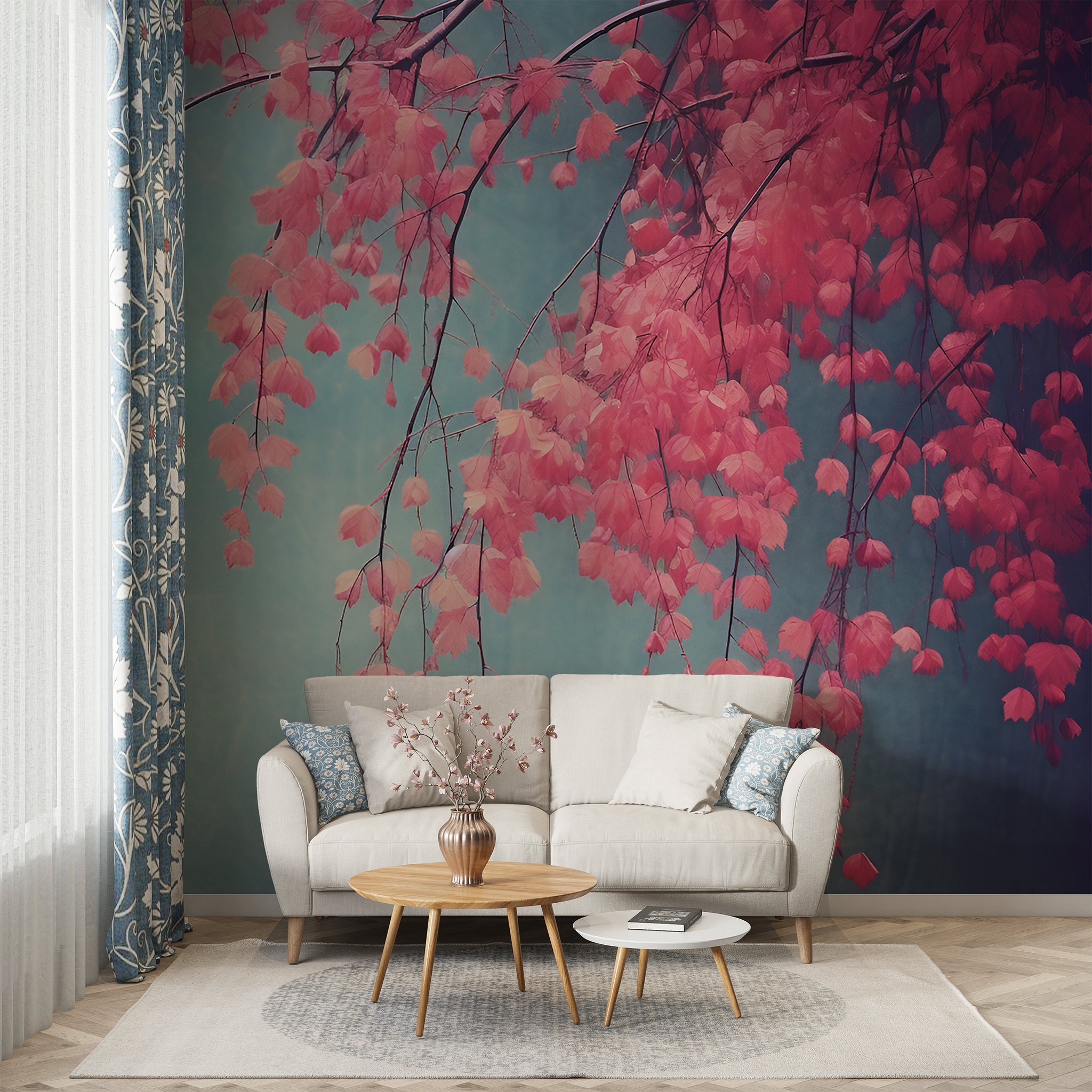 Pink Branch Mural - Peel and Stick With Pink Trees